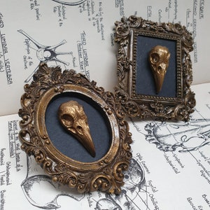 Golden Raven Crow Skull Round Filigree Frame, Gothic Bridal Gift ...