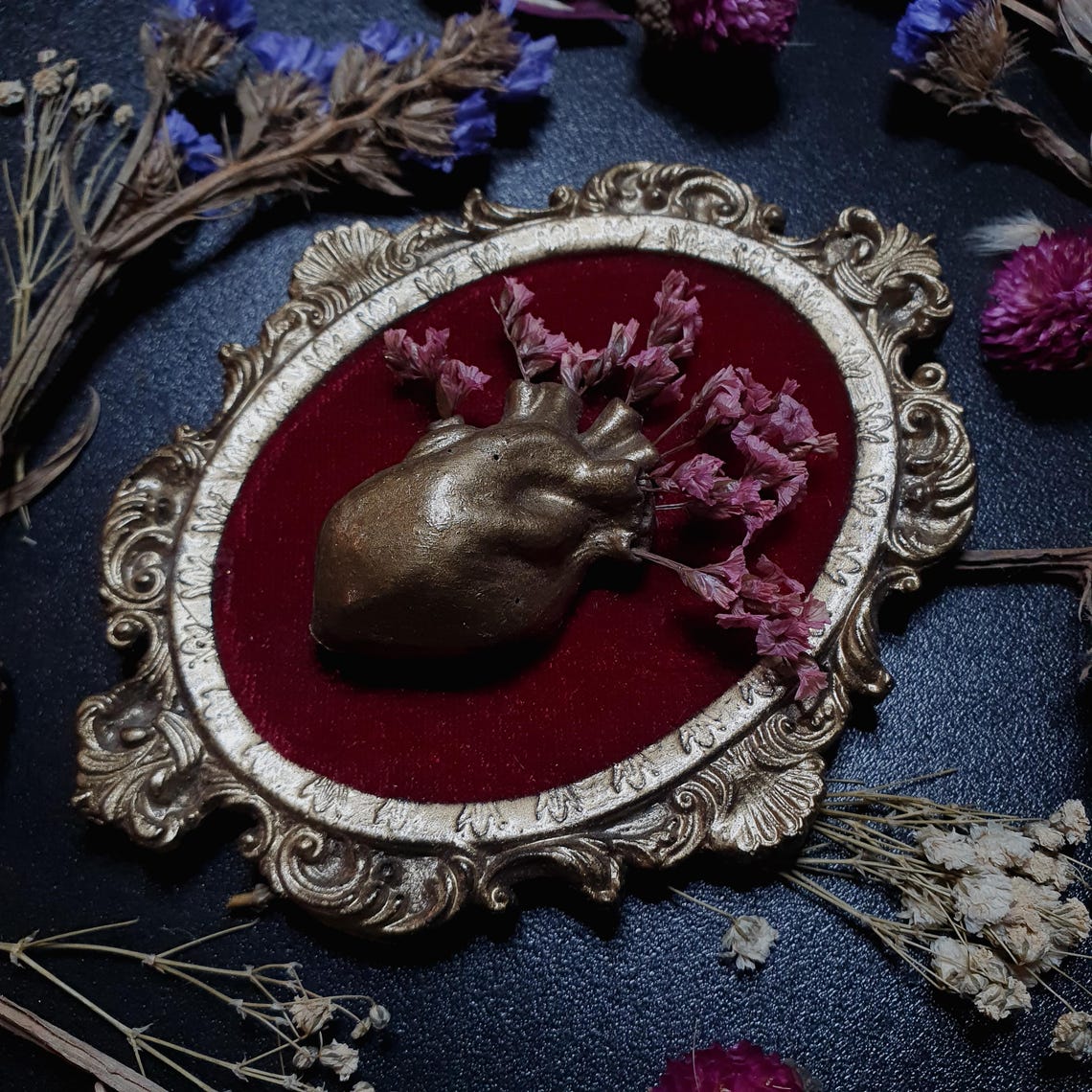 Floral Anatomical Heart Frame, Gothic Witchy Home Decor - Etsy