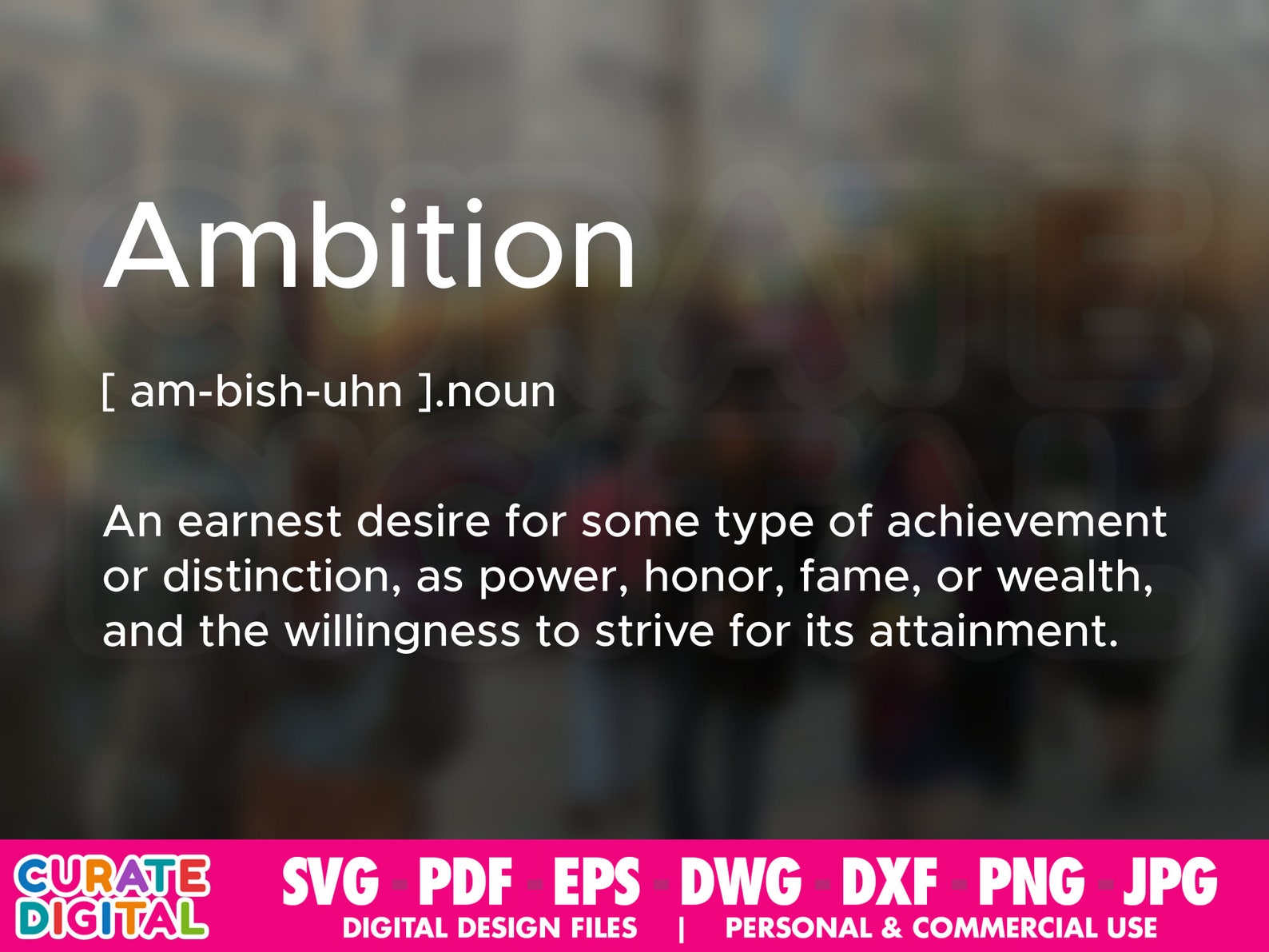 Ambition Quote SVG Cut File for Cricut Silhouette, Printable Clipart ...