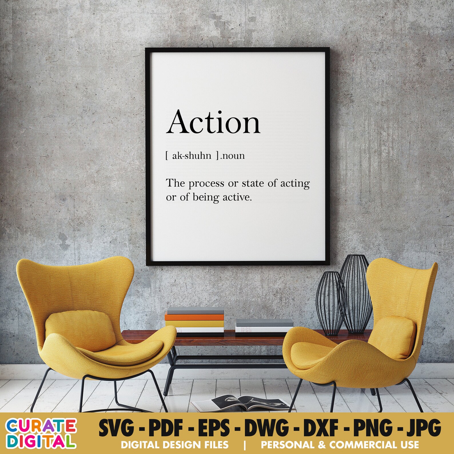 Action Quote SVG Printable Cut File for Cricut Silhouette, Clipart ...