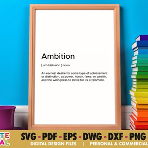 Ambition Quote SVG Cut File for Cricut Silhouette, Printable Clipart ...