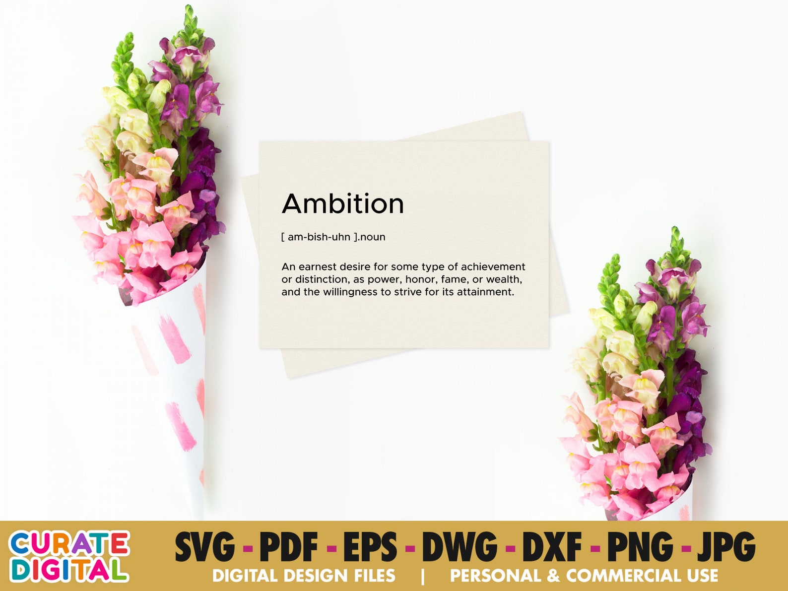 Ambition Quote SVG Cut File for Cricut Silhouette, Printable Clipart ...