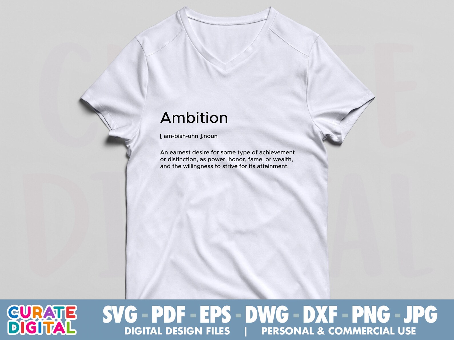 Ambition Quote SVG Cut File for Cricut Silhouette, Printable Clipart ...