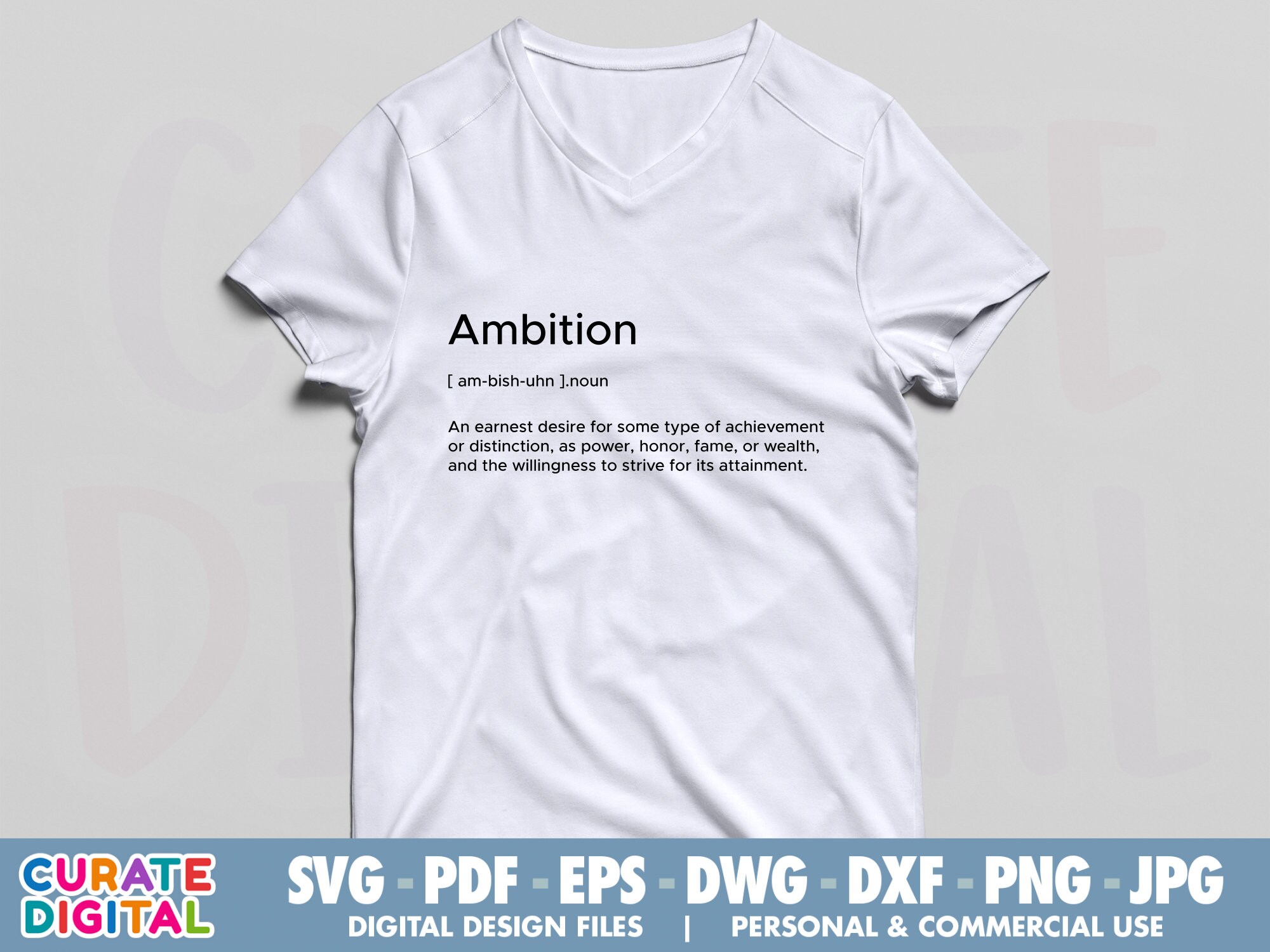 Ambition Quote SVG Cut File for Cricut Silhouette, Printable Clipart ...