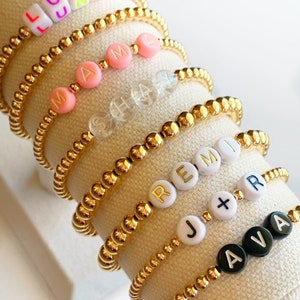 14K GOLD COLOR STACK: 14k Gold Filled Bracelets | Stretch Fit Gold Ball ...