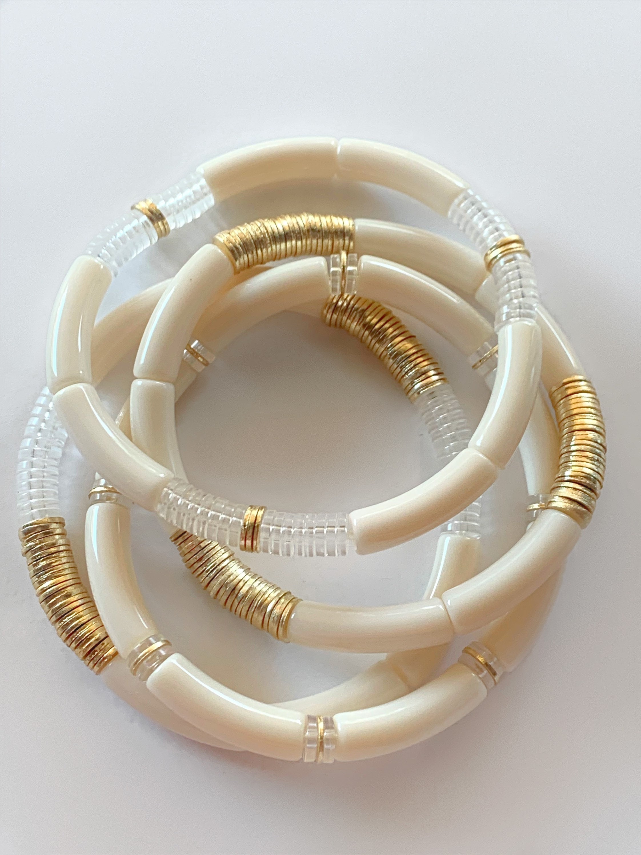 MINI IVORY SIENNA Stack: Acrylic Bamboo Tube Bangle Acrylic - Etsy