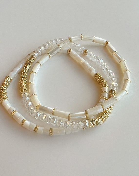 THE PEARL STACK: Custom Bead Bracelet Stack Bead Bracelet - Etsy