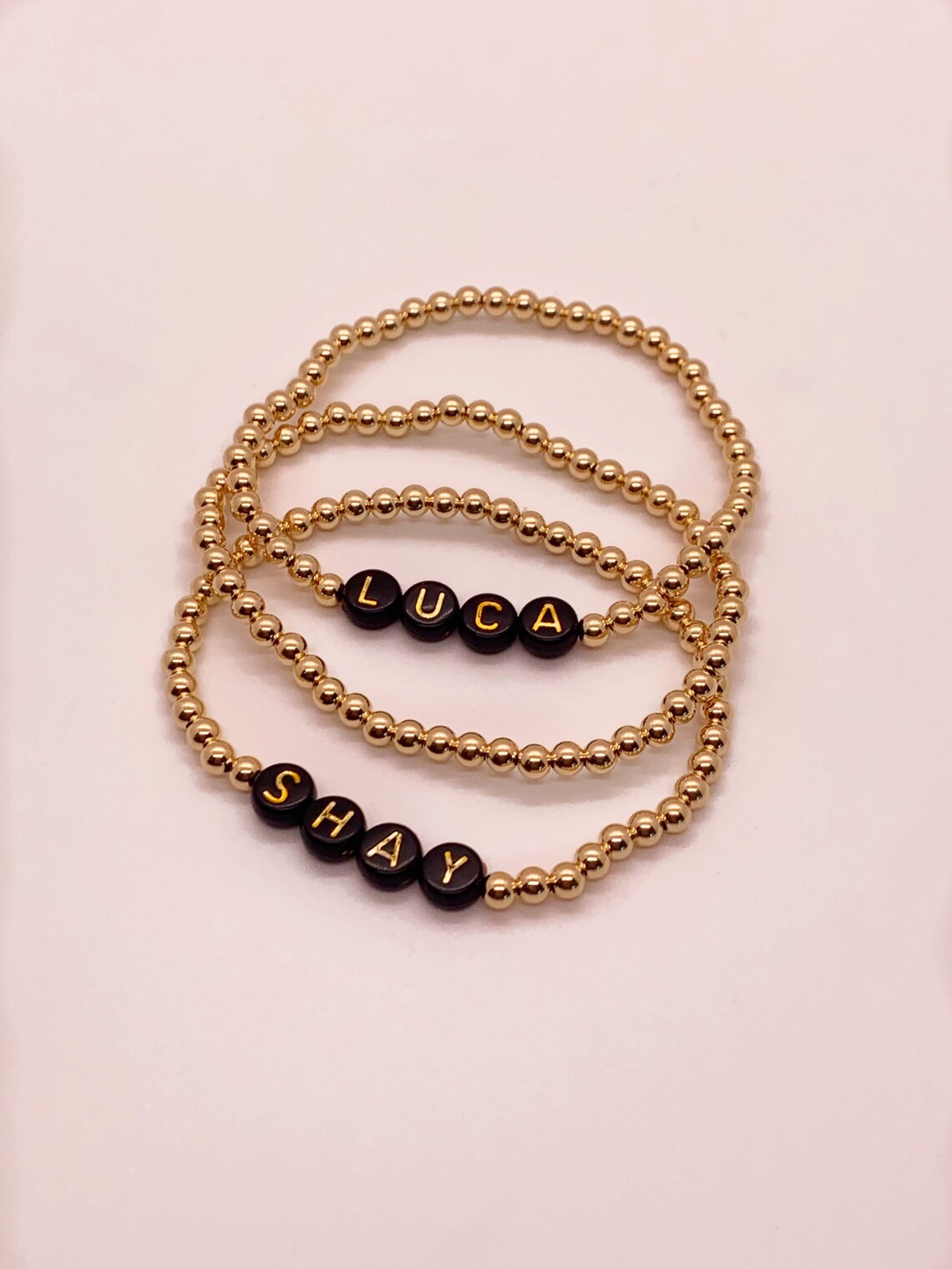 BLACK & GOLD RUSH Stack 4mm: 14k Gold Filled Bracelet | Etsy