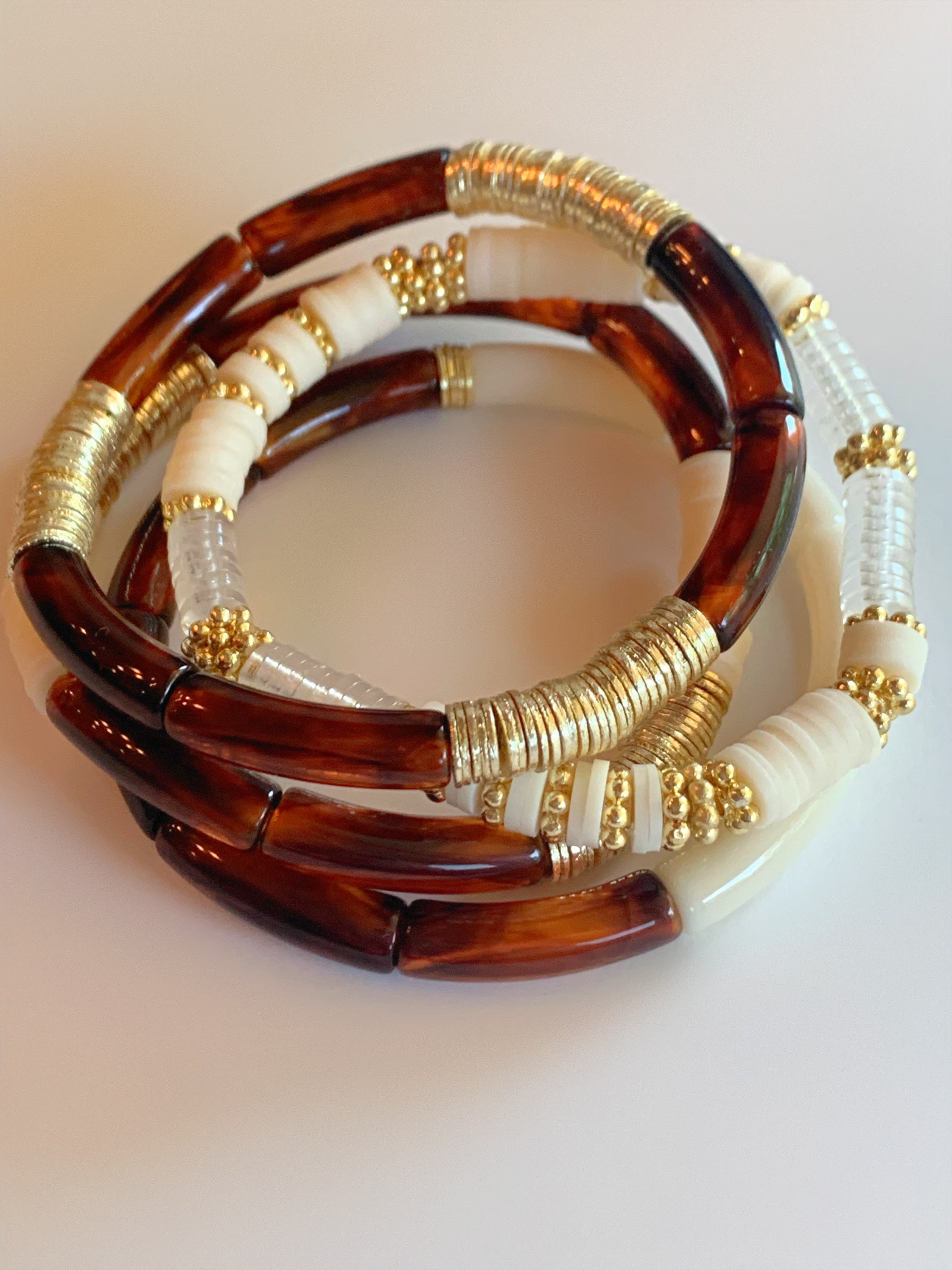 MINI TORTOISE SIENNA Stack: Acrylic Bamboo Tube Bangle - Etsy