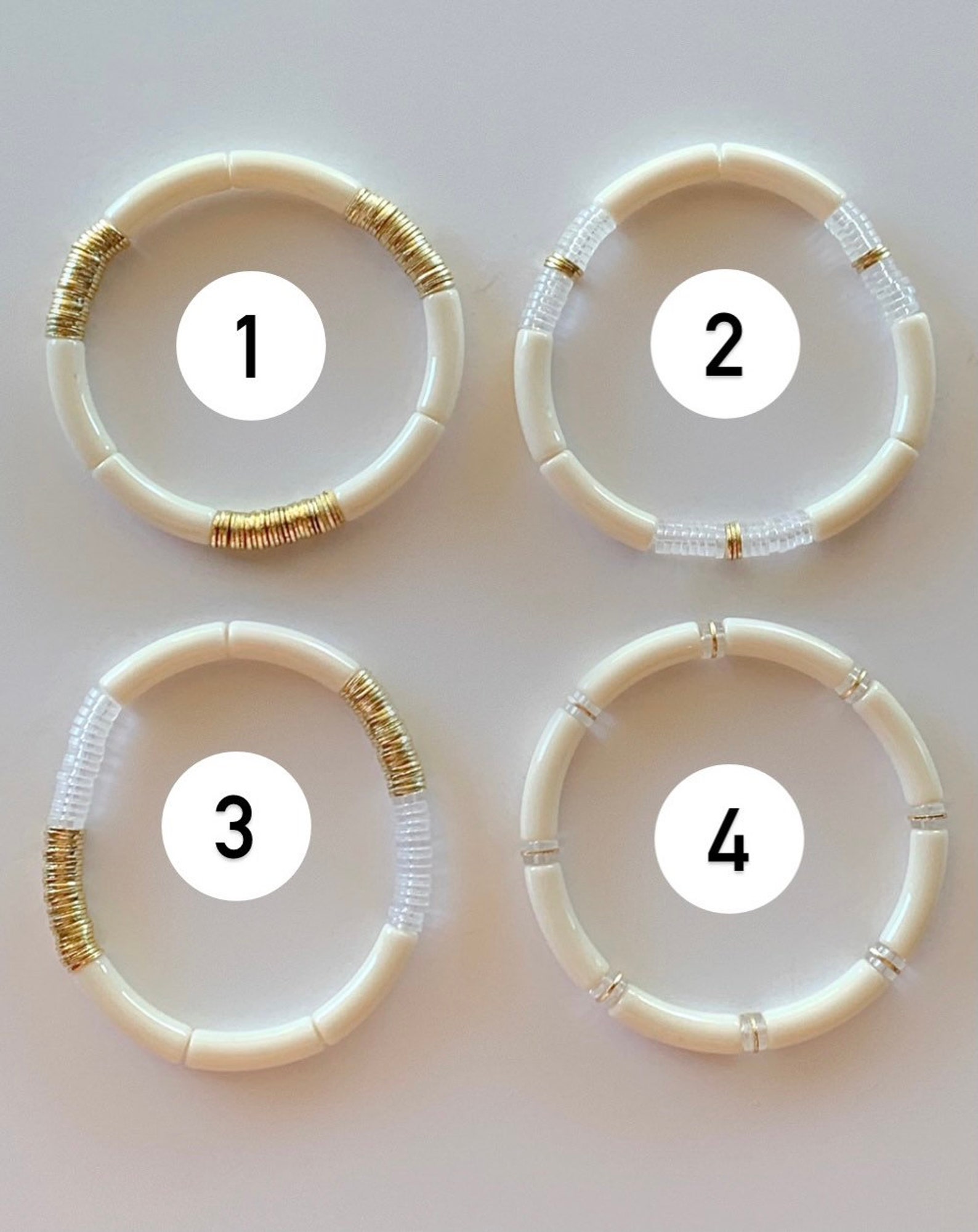 MINI IVORY SIENNA Stack: Acrylic Bamboo Tube Bangle Acrylic - Etsy