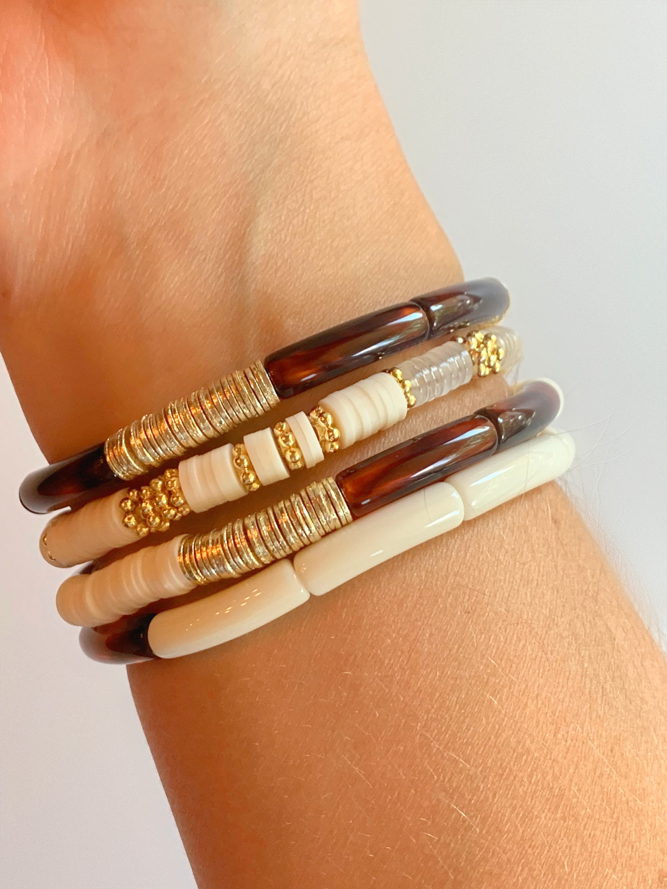 MINI TORTOISE SIENNA Stack: Acrylic Bamboo Tube Bangle - Etsy