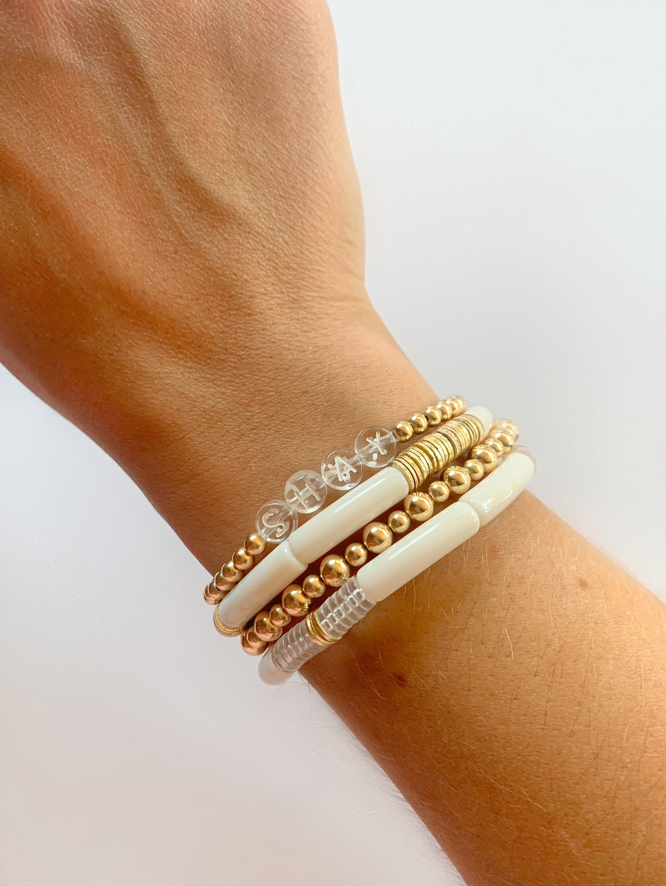 MINI IVORY SIENNA Stack: Acrylic Bamboo Tube Bangle Acrylic - Etsy