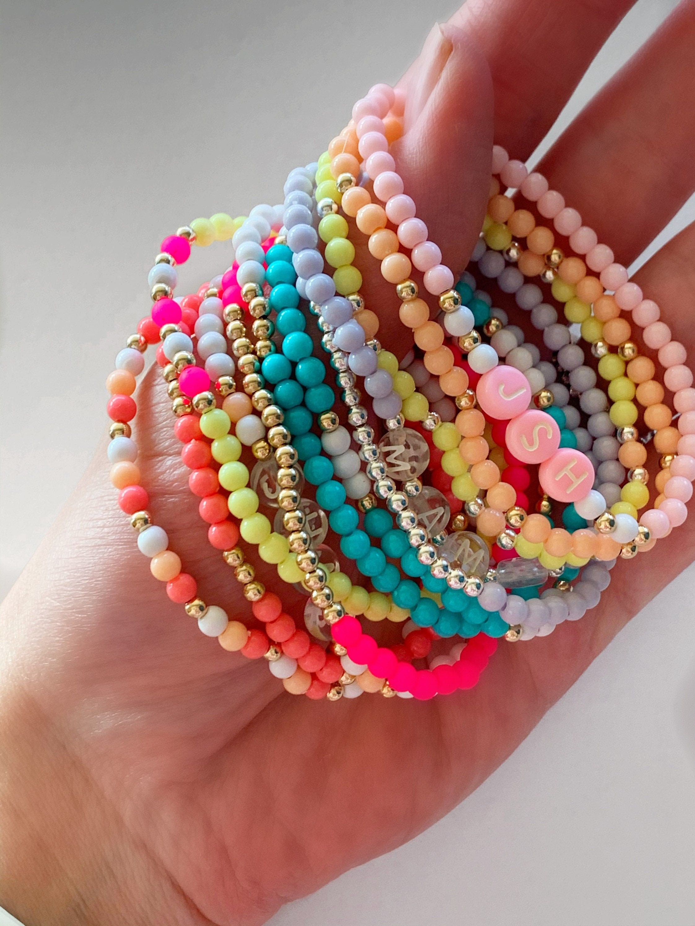CANDY STACK: Beaded Gumball Bracelets 4mm Beaded Bracelets | Etsy