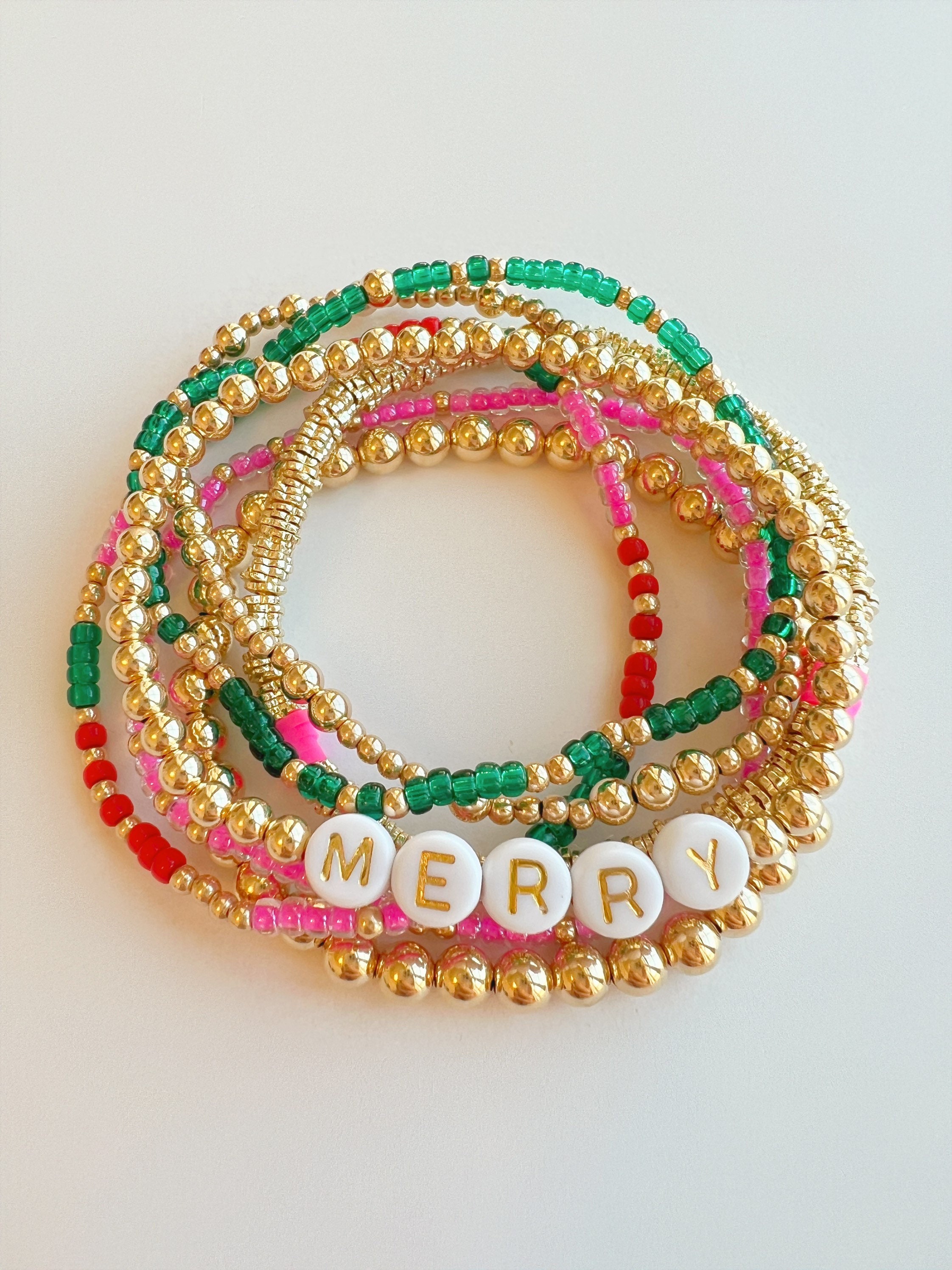 BE MERRY STACK: Bead Bracelet | Seed Bead Bracelet | Stack Bead ...
