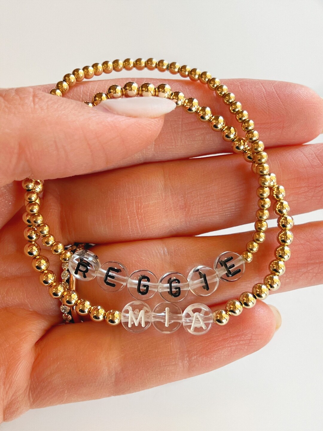 CLEAR GOLD RUSH Stack: 14k Gold Filled Bracelet | Stretch Fit Gold Ball ...