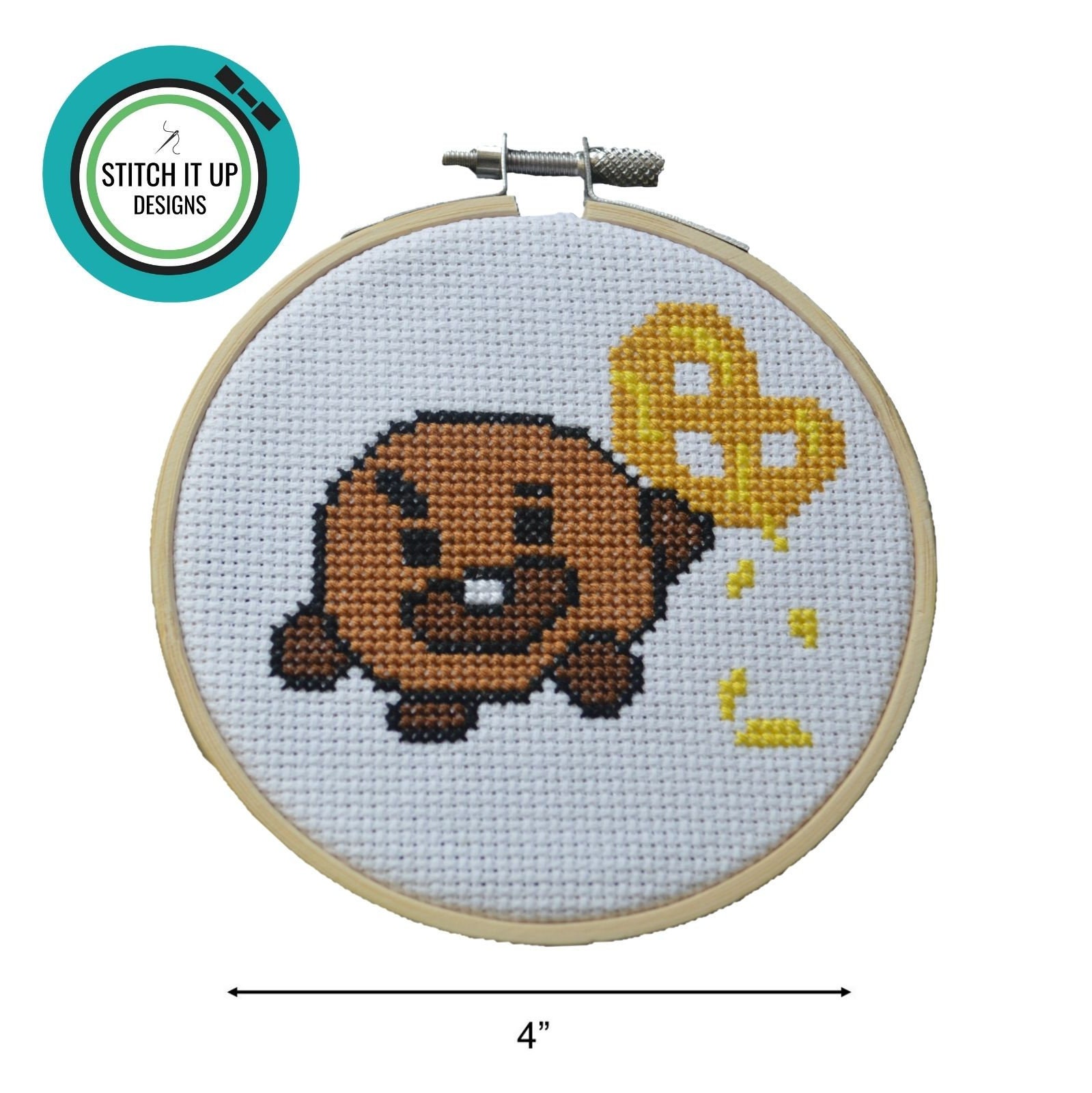 BTS BT21 Shooky Pretzel 4 Inch Counted Cross Stitch Pattern | Etsy