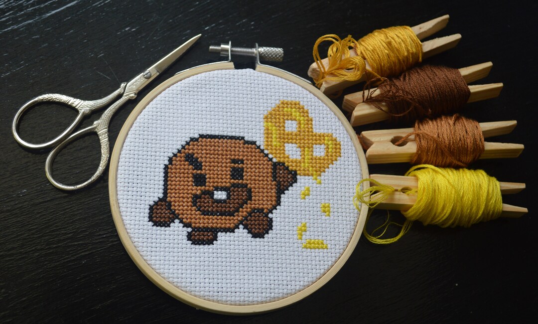 BTS BT21 Shooky Pretzel 4 Inch Counted Cross Stitch Pattern - Etsy