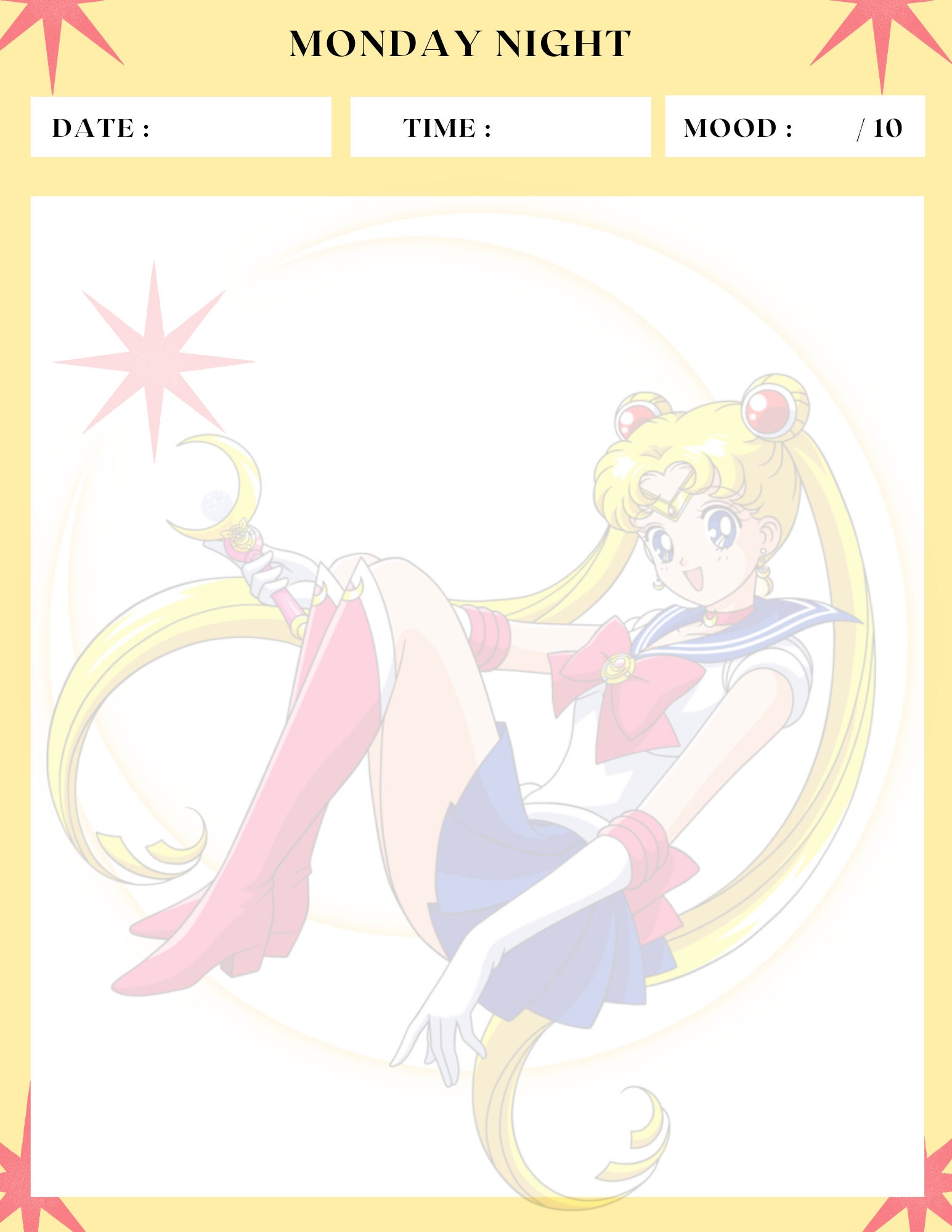 Sailormoon Scripting Templates Instant PDF Download - Etsy