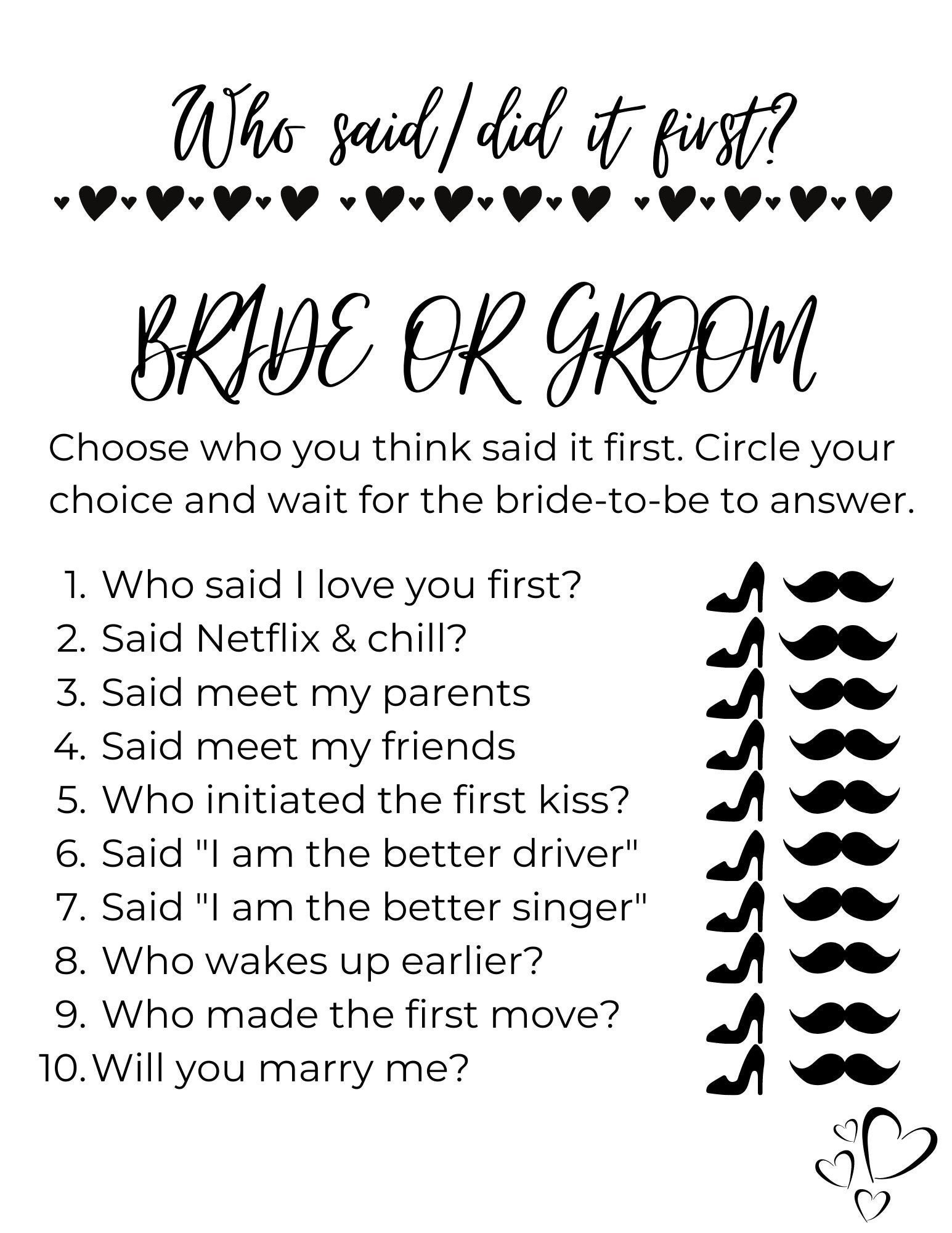 Who Said It First Bridal Shower Game - Etsy