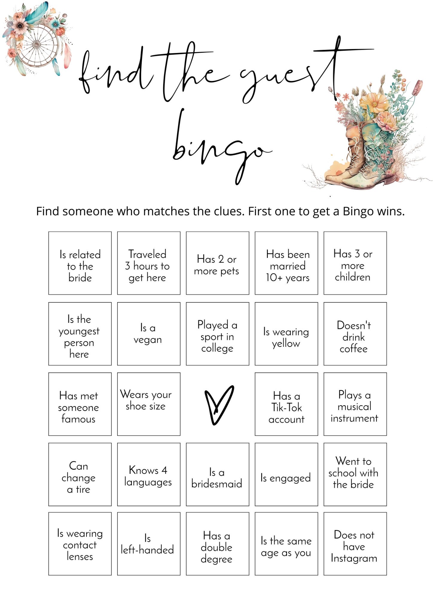 BOHO WESTERN Bridal Shower Games - Etsy