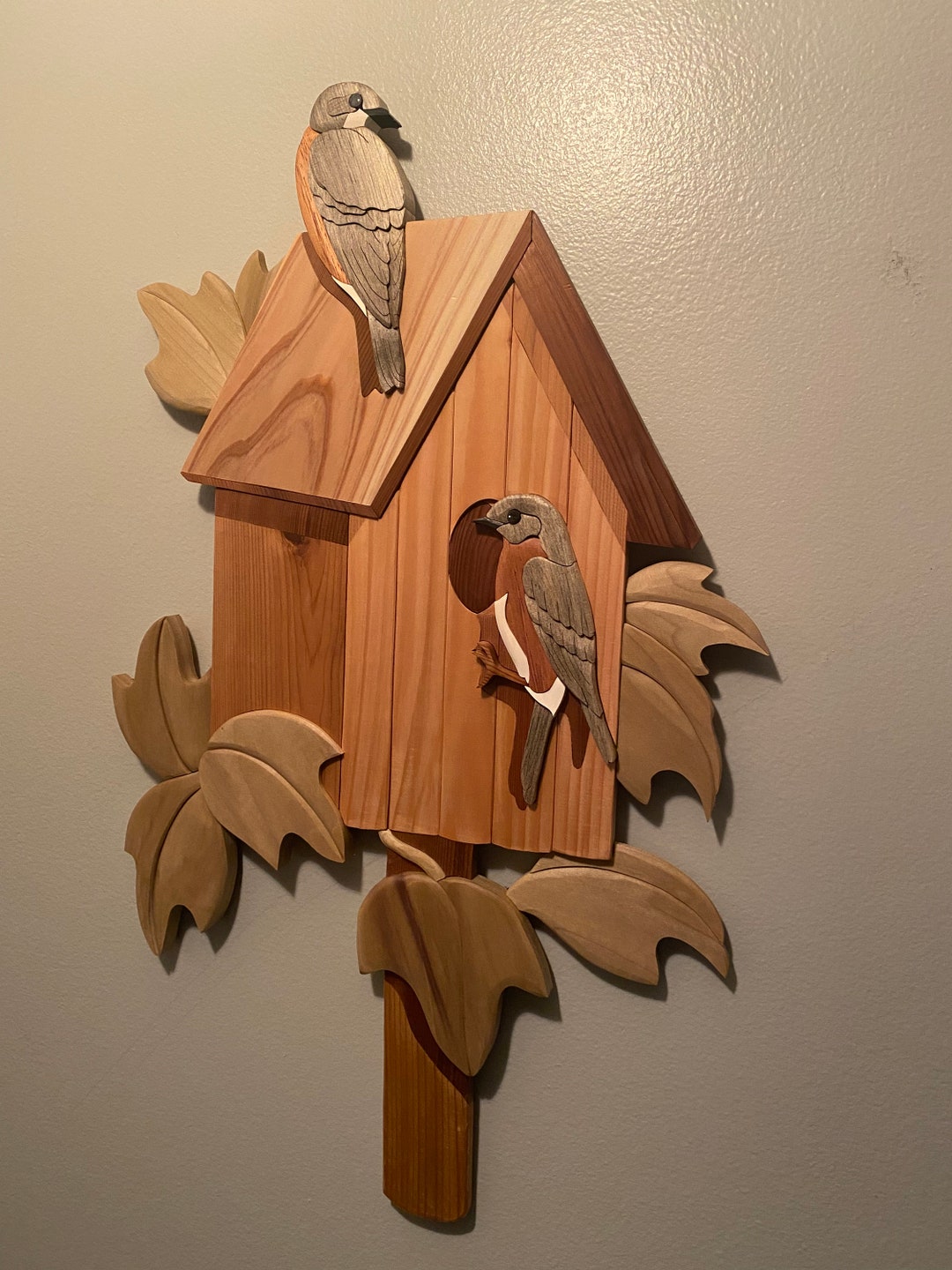 Bluebird House Intarsia - Etsy