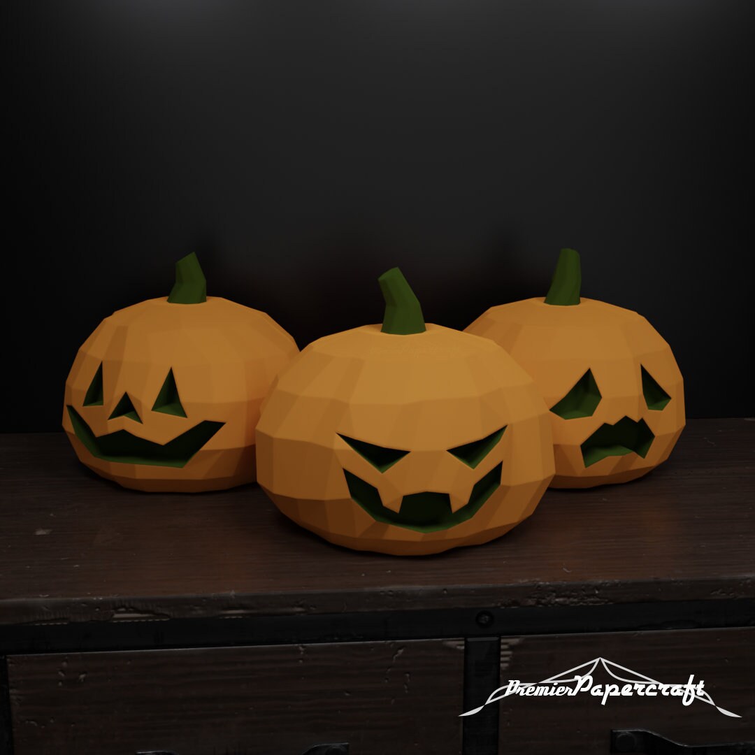 Jack-o'-lanterns 3D Paper Craft | DIY Halloween Pumpkin Decoration ...