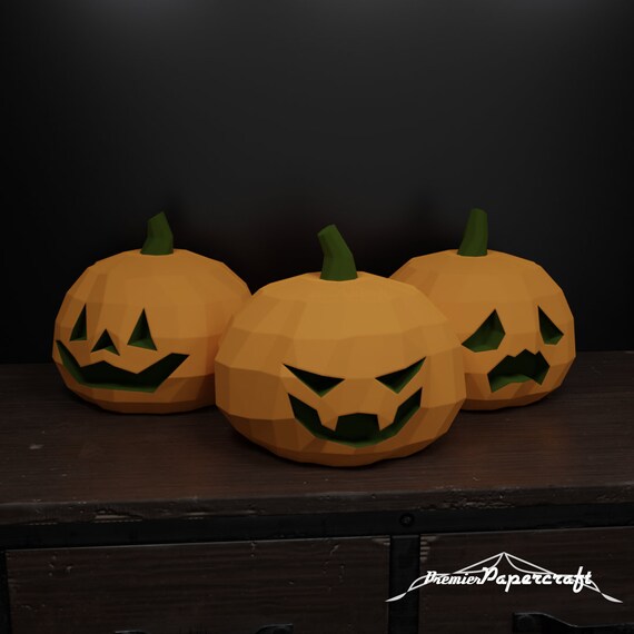 Jack-O'Lanterns 3D Paper Craft DIY Halloween Pumpkin | Etsy