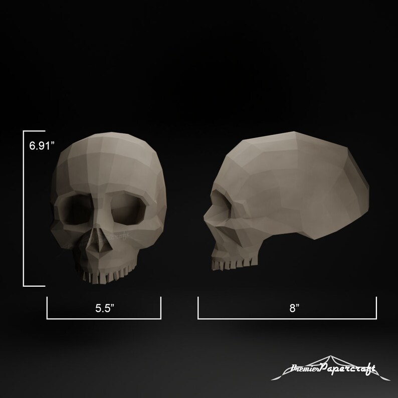Spooky Skull Papercraft Sculpture | DIY 3D Low Poly Printable Skeleton ...