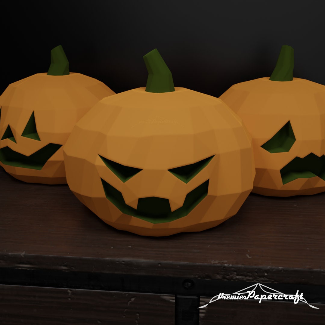 Jack-o'-lanterns 3D Paper Craft | DIY Halloween Pumpkin Decoration ...