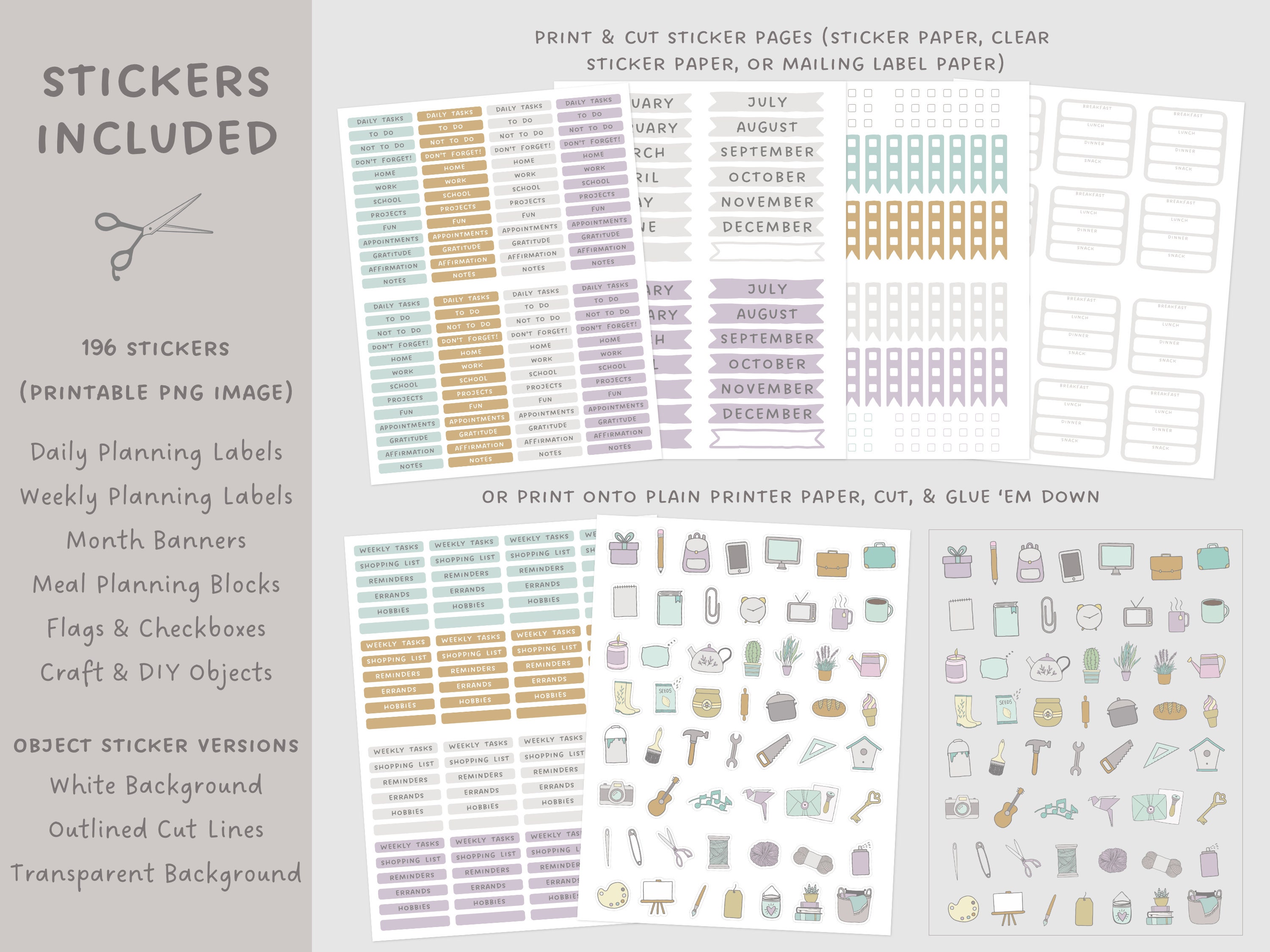 Printable Planner Layouts Sticker Set Daily Weekly - Etsy