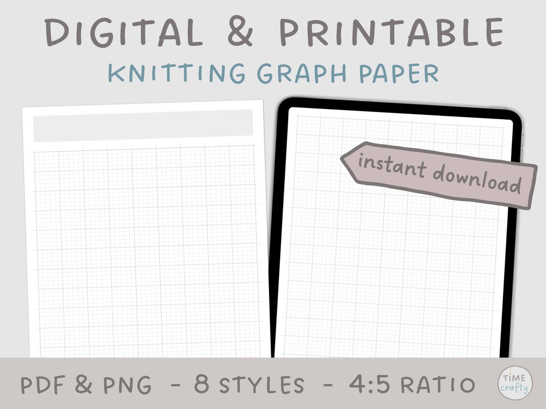 Knitting Graph Paper Set Printable PDF Digital PDF PNG Templates ...