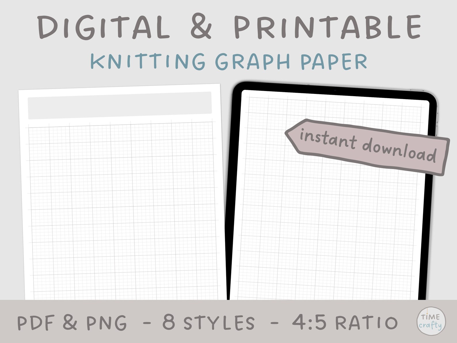 Knitting Graph Paper Set Printable PDF Digital PDF PNG Templates ...