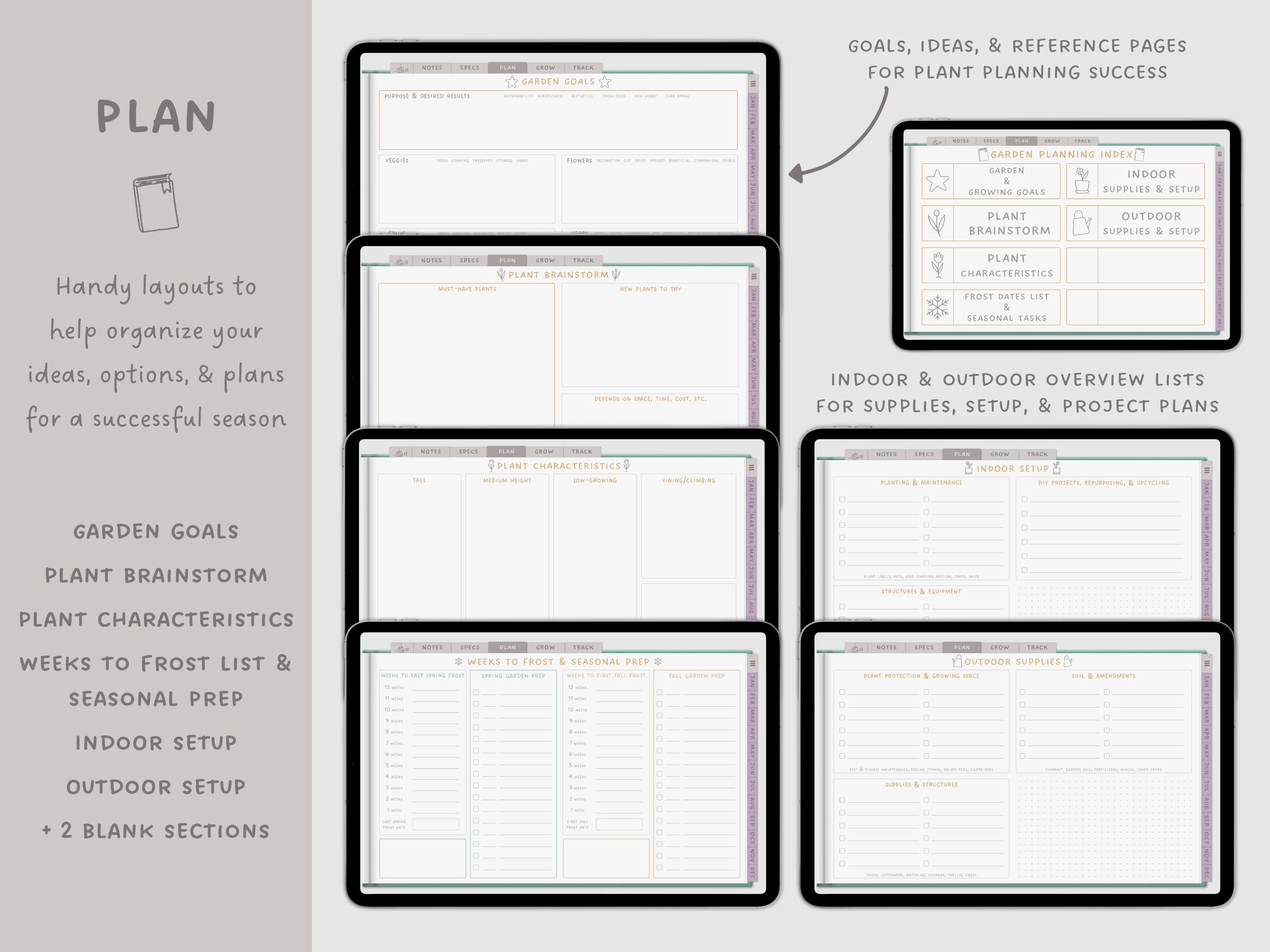 Undated Sunday Start Digital Garden Planner, Seed Starting Logs, Garden ...