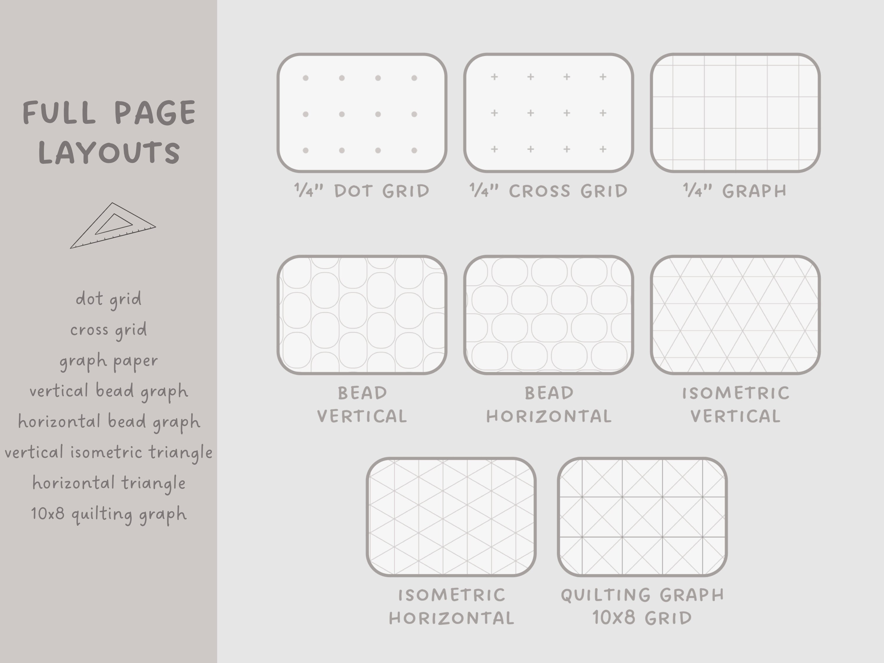 Crafters Graph Paper Template Set Digital Printable PDF PNG Overlays ...