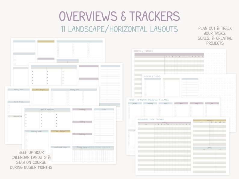 Digital Planner Templates Undated Monthly Layout Sampler - Etsy