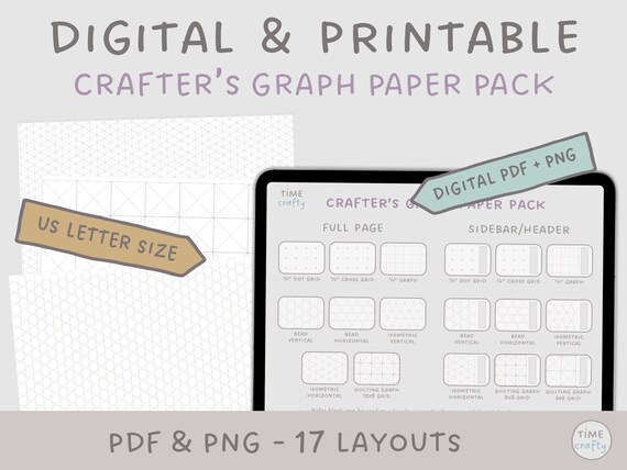 Crafters Graph Paper Template Set Digital Printable PDF - Etsy