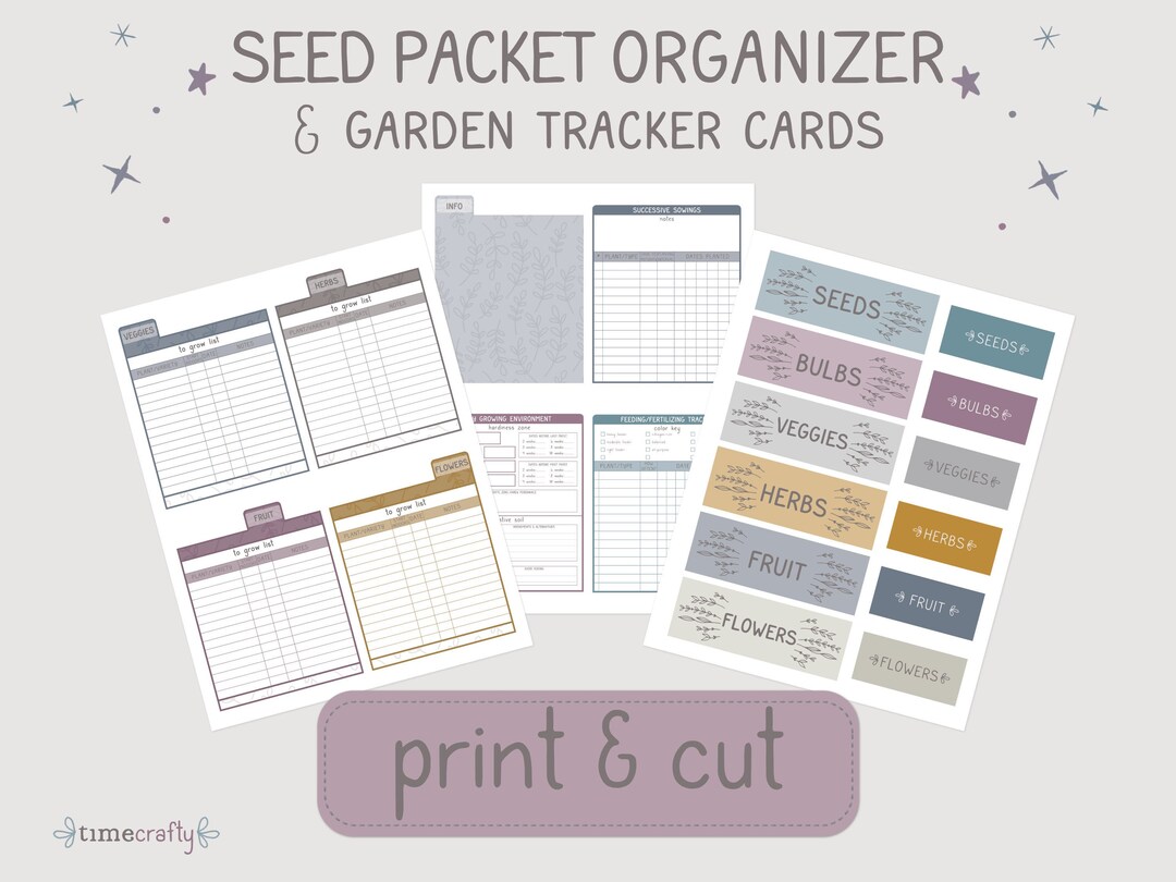 Print and Cut Seed Packet Organizer and Garden Tracker Cards Printable ...