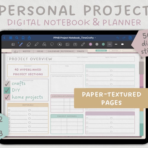 Personal Project Notebook Digital Planner 2022 2023 Craft - Etsy