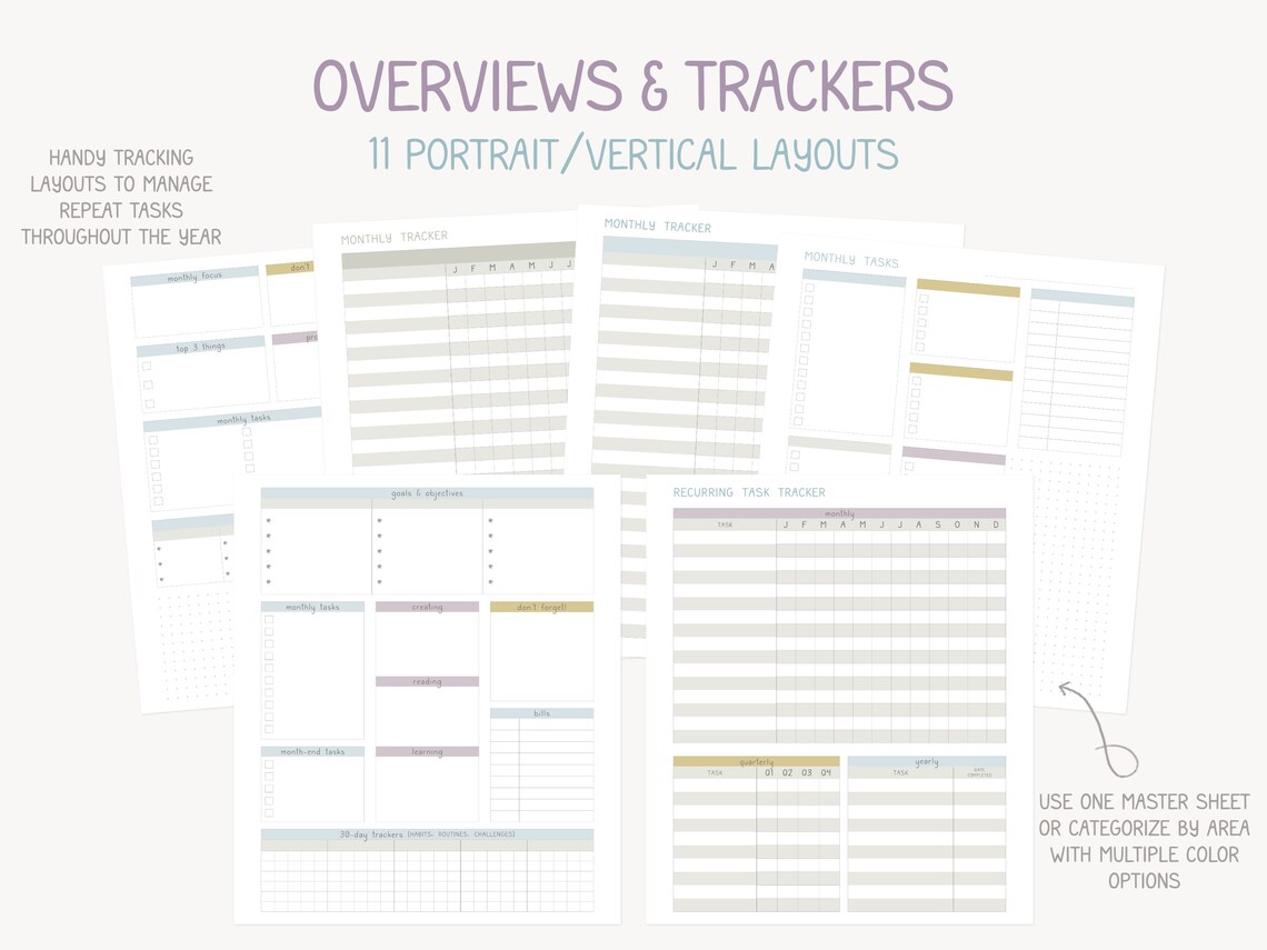 Digital Planner Templates Undated Monthly Layout Sampler - Etsy