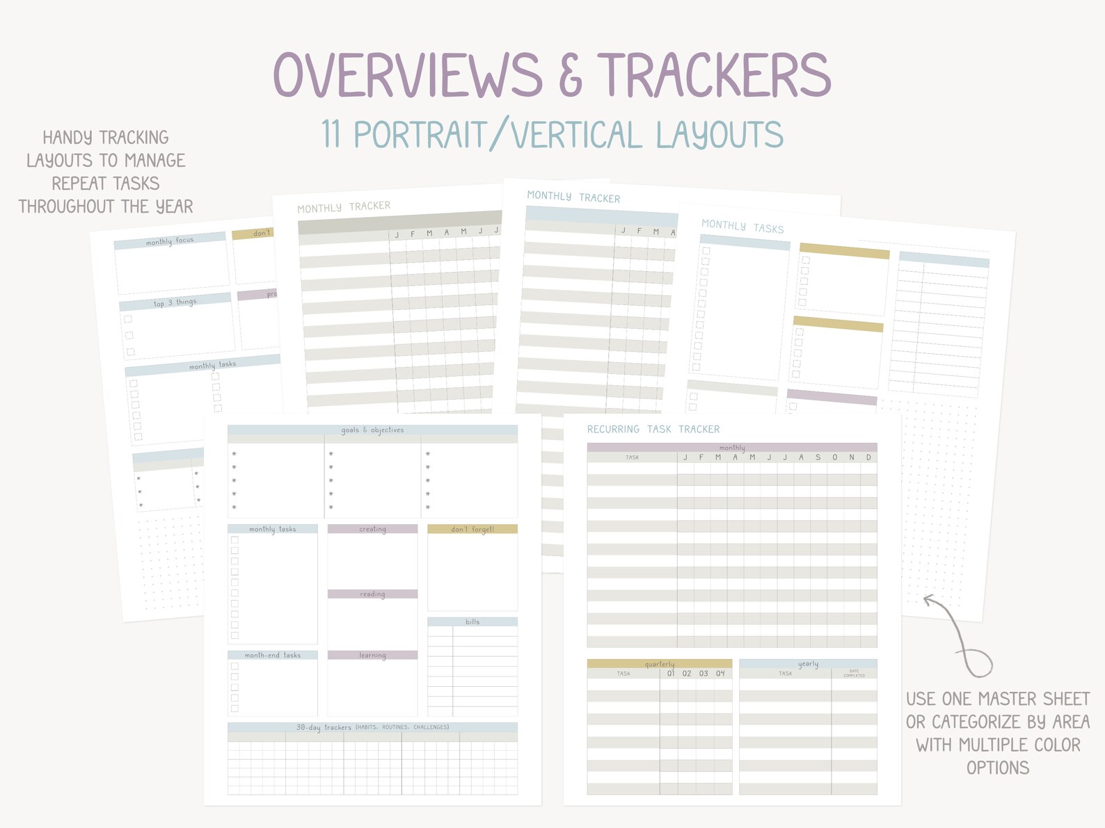 Digital Planner Templates Undated Monthly Layout Sampler - Etsy