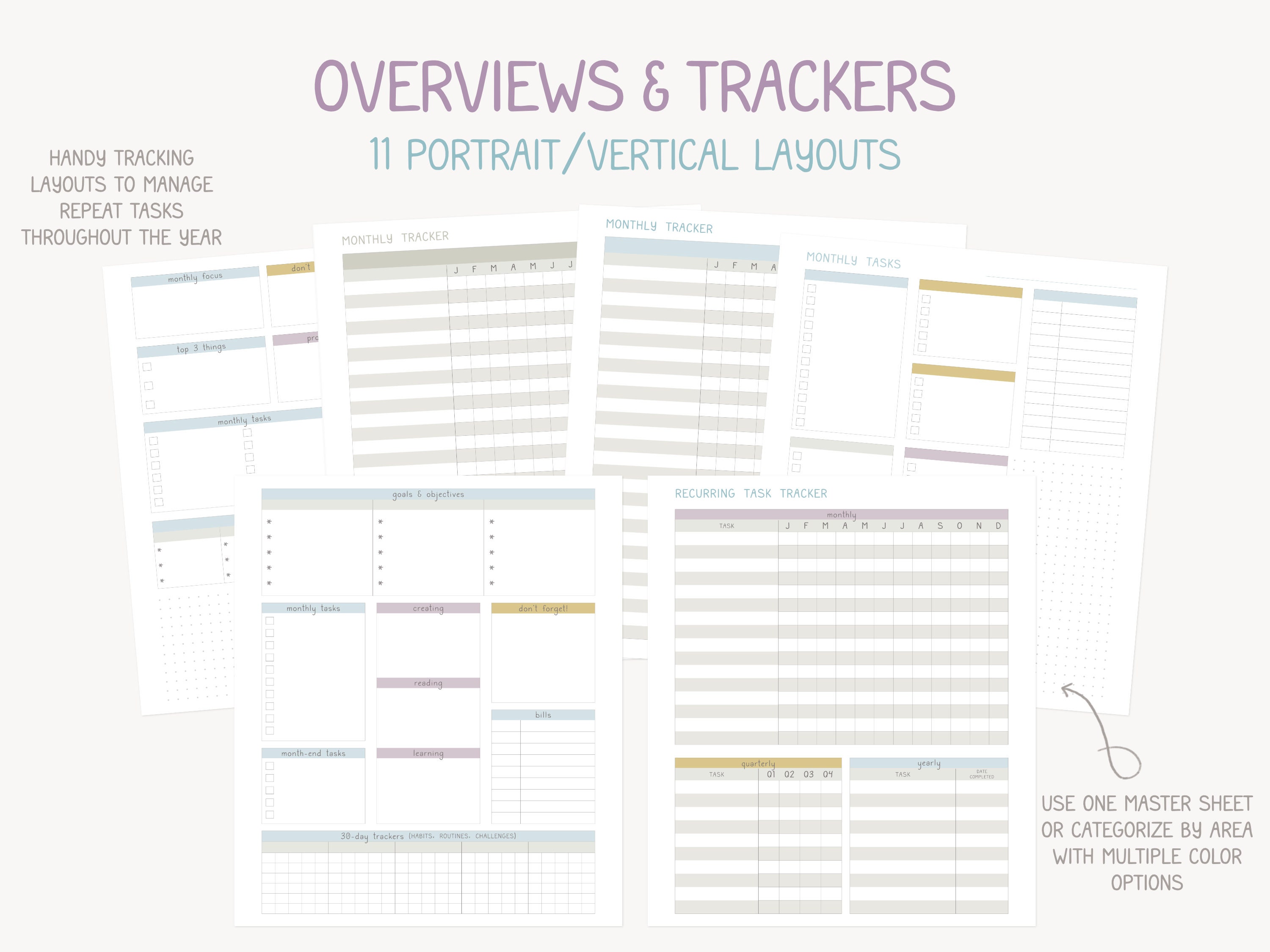 Digital Planner Templates Undated Monthly Layout Sampler - Etsy