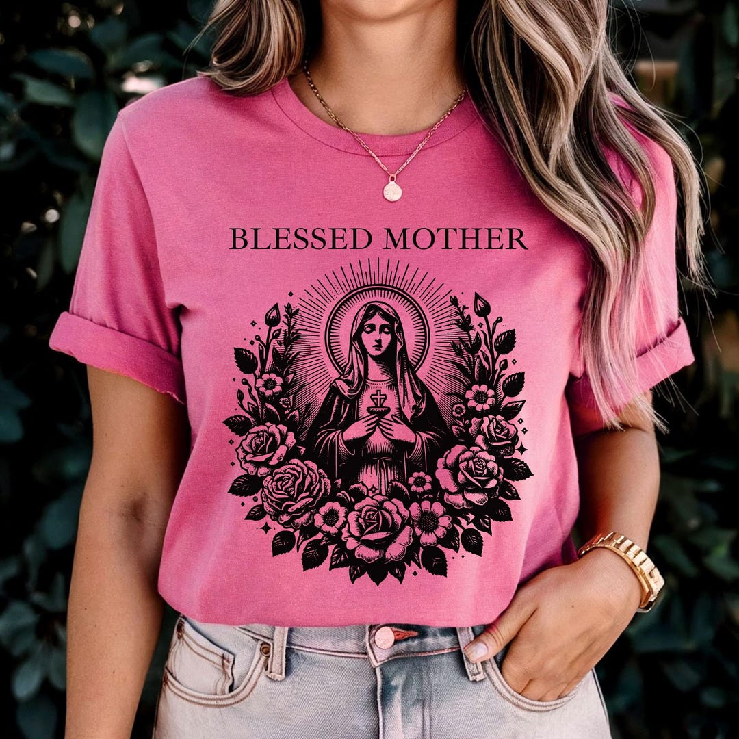 Blessed Mother T-shirt | Catholic Women Tshirts | Virgin Mary Shirt ...