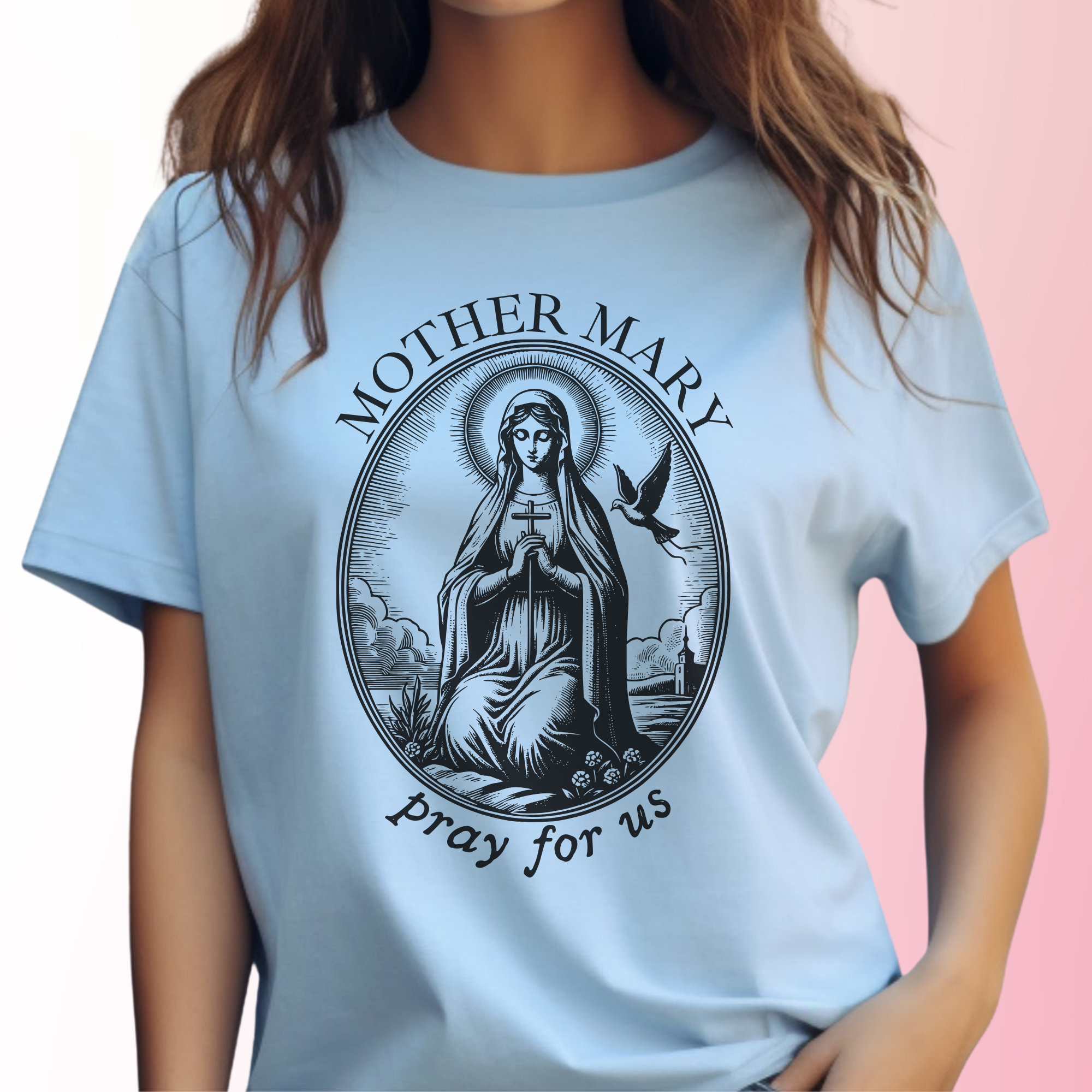 Mother Mary Pray for Us Virgin Mary Crewneck Catholic Apparel Orthodox ...