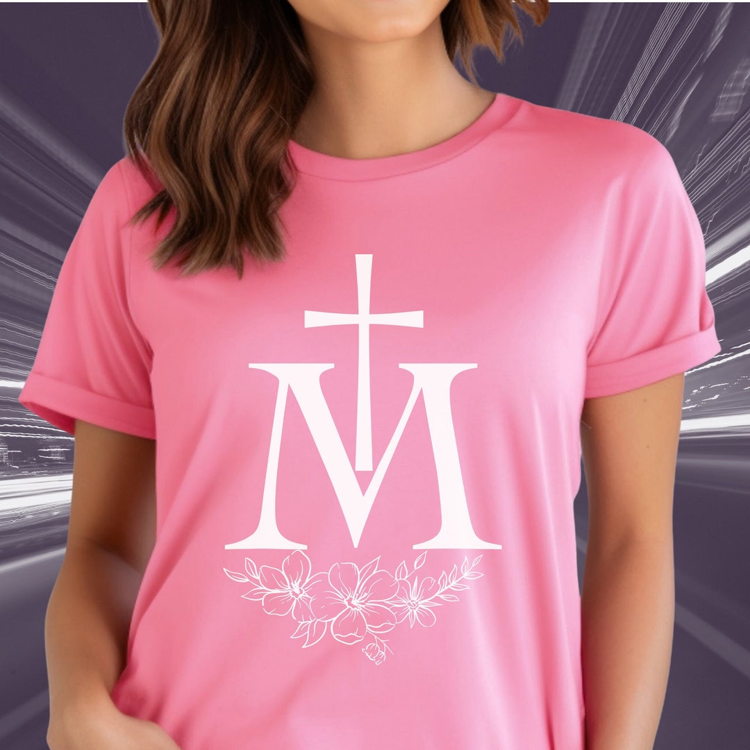Blessed Mother Women Catholic T-shirt Virgin Mary Shirt Marian Devotion ...