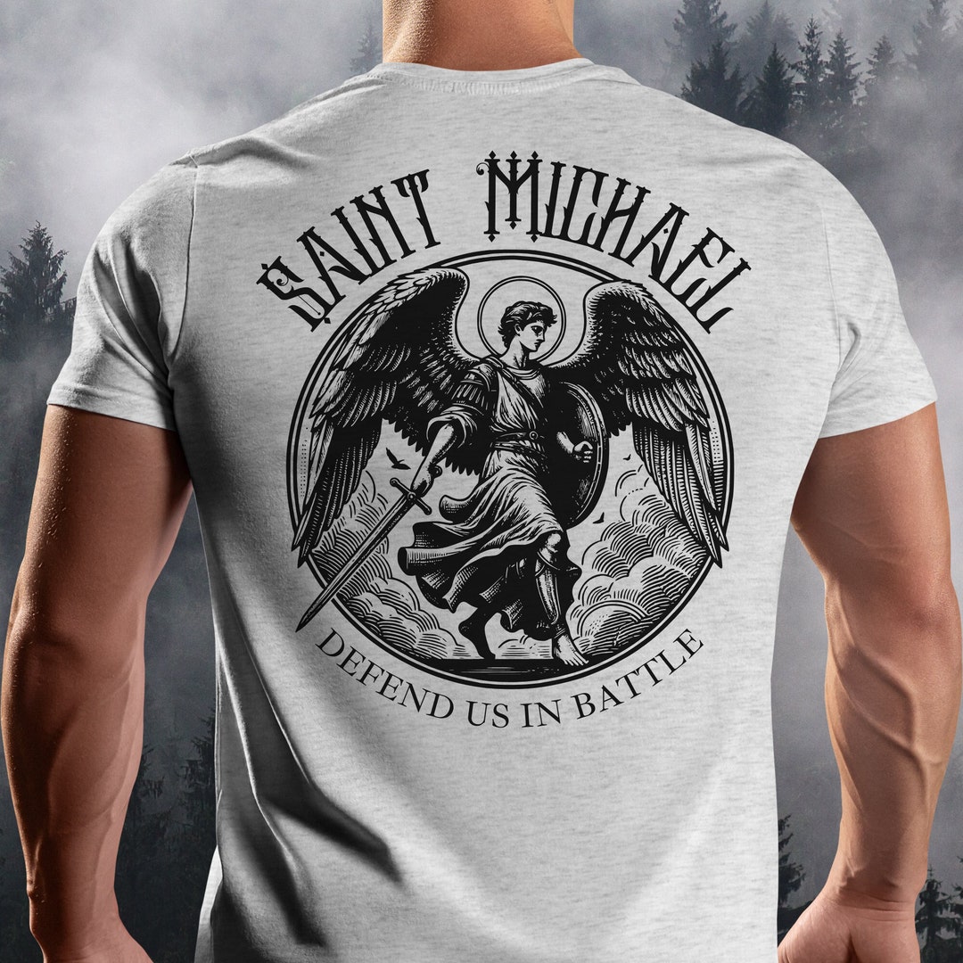 Saint Michael Prayer T-shirt Defend Us in Battle Catholic Apparel ...