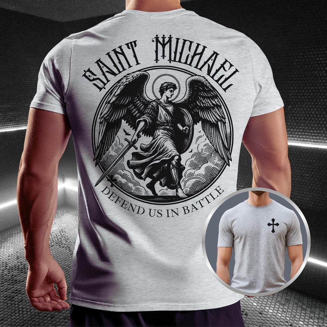 Saint Michael Prayer T-shirt | Defend Us in Battle | Catholic Apparel ...