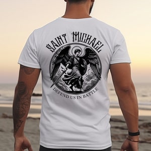 Saint Michael Prayer T-shirt | Defend Us in Battle | Catholic Apparel ...