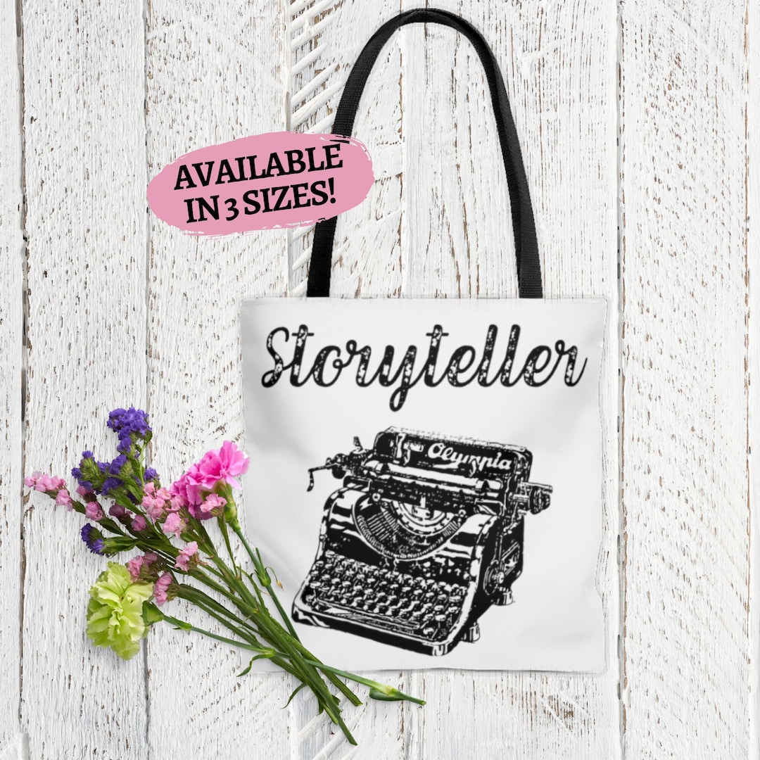 Storyteller Typewriter Tote Bag | Writer and Author Gifts | Book Worm ...