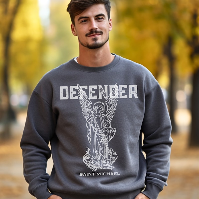 Saint Michael the Archangel Defender Sweatshirt, Catholic Clothing ...