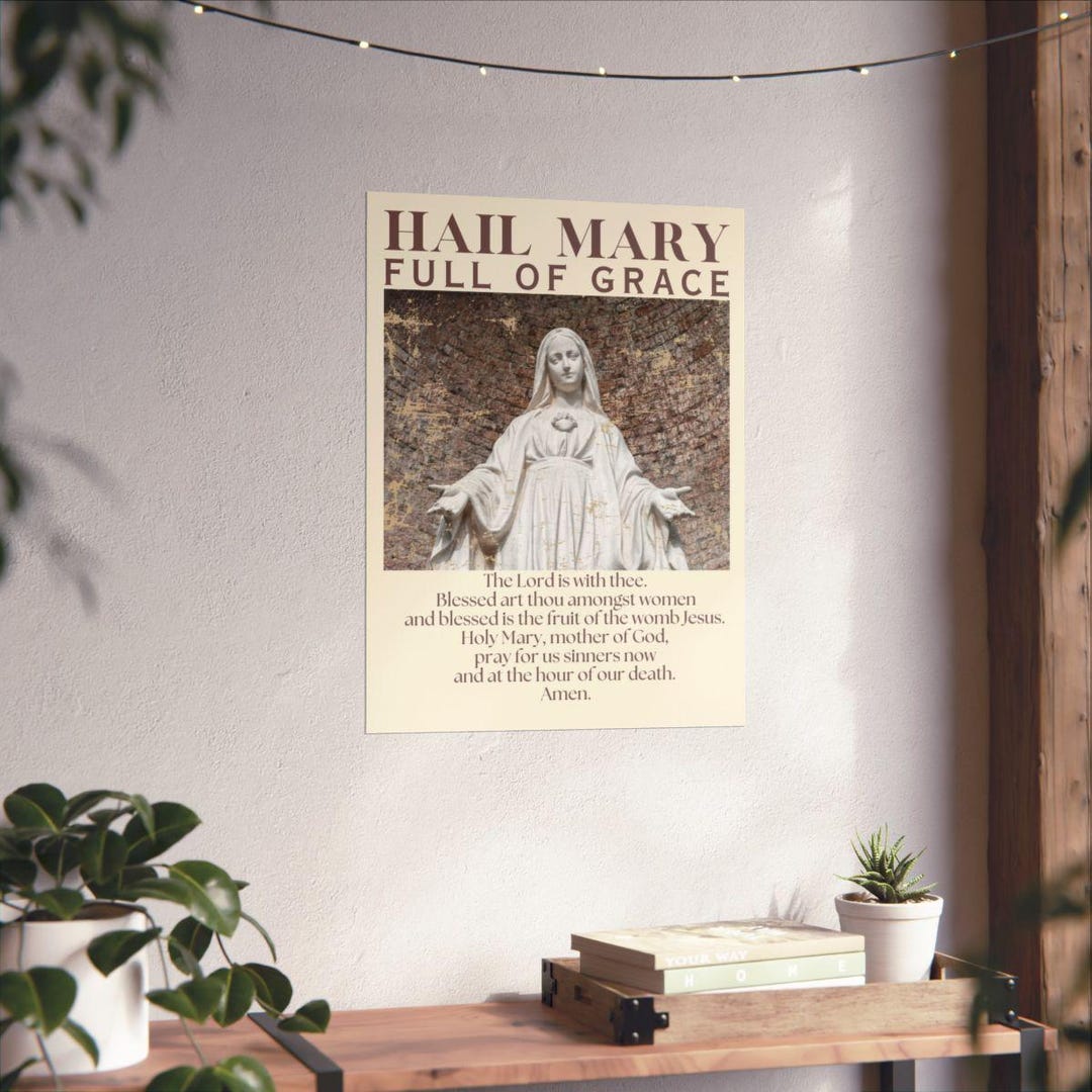 Hail Mary Catholic Prayer Poster: Marian Art for Rosary Devotion - Etsy